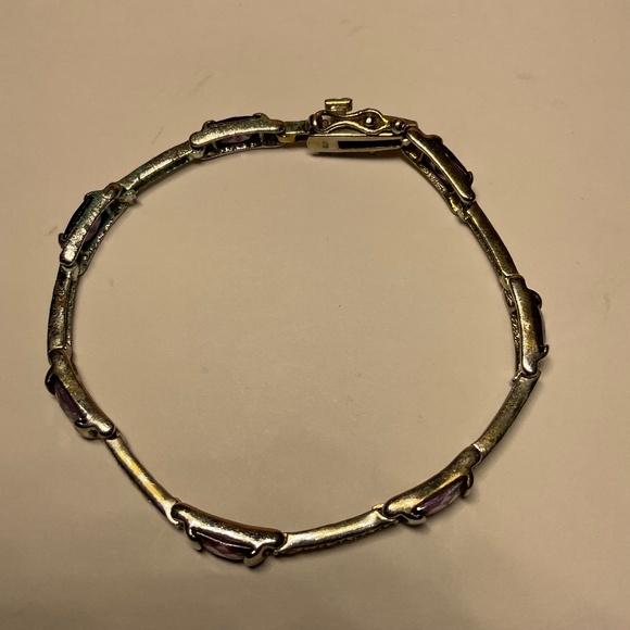 Fas | Jewelry | Vintage Sterling Silver Fas Bracelet W Purple Stones 7 ...